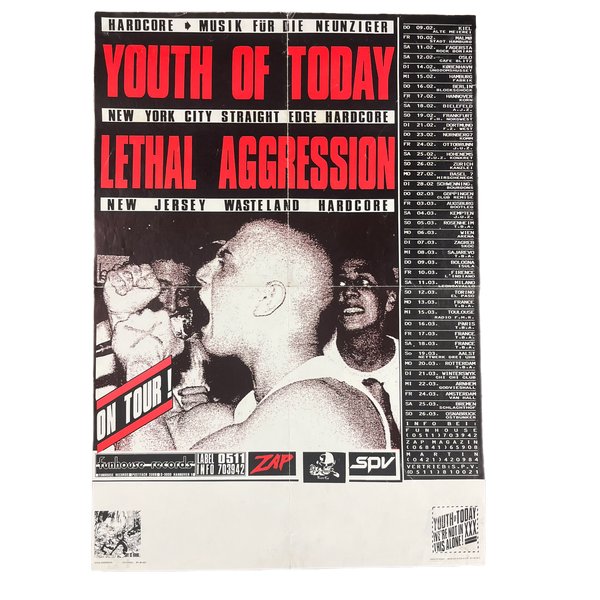 Vintage Youth Of Today Lethal Aggression "Funhouse Records" Tour Poste - jointcustodydc
