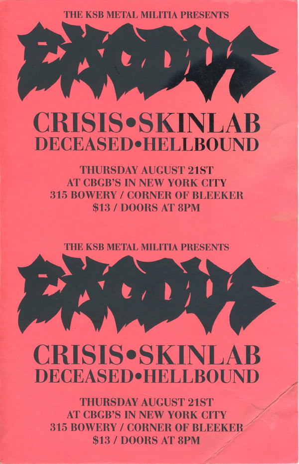 Vintage KSB Metal Militia 25 Ta Life Exodus "CBGB's" 2-Sided Show Flye ...