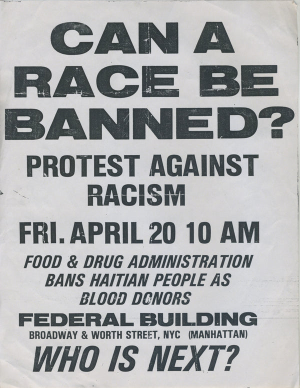 Vintage Protest Against Racism "NYC" Haitian Blood Donor Flyer ...