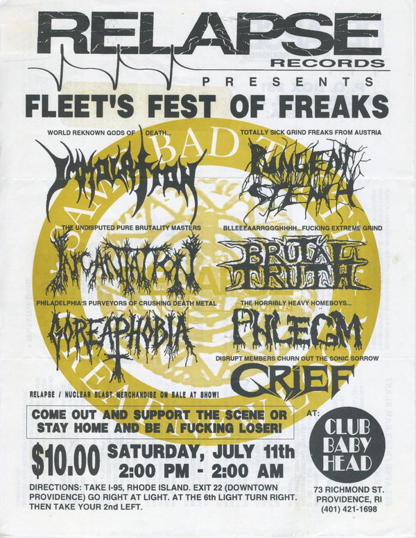 Vintage Release Records "Fest Of Freaks" Flyer + Relapse New Double-Si ...