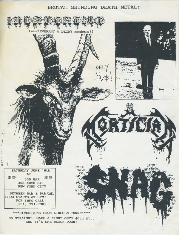 Vintage Incantation Mortician & Snag "308 Bar" NYC Death Metal Flyer ...