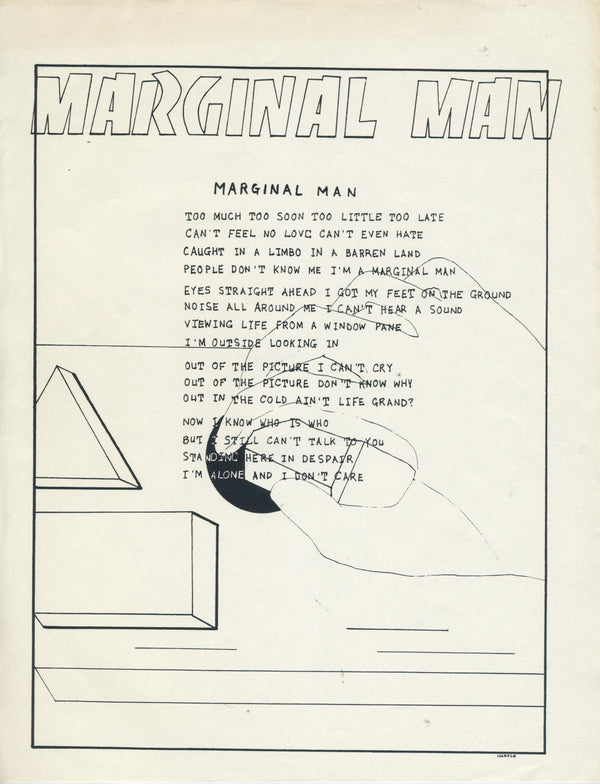 Vintage Marginal Man "Marginal Man" Lyric Sheet Flyer - jointcustodydc