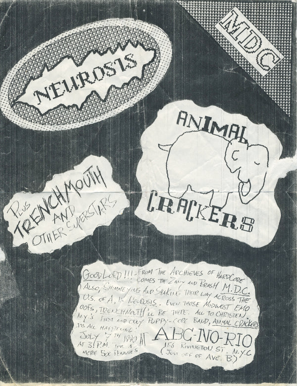 Vintage Neurosis Trenchmouth MDC Animal Crackers "ABC No Rio" Show Fly ...