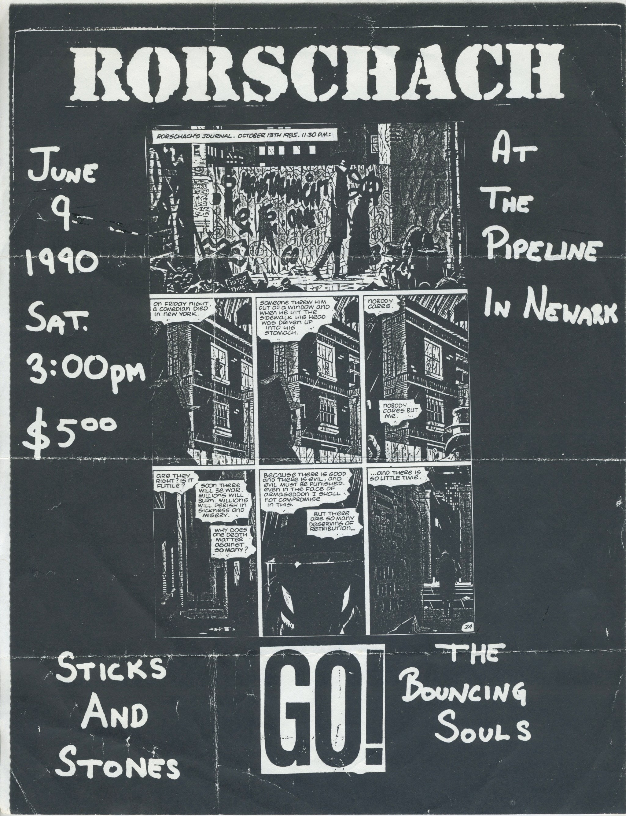 Vintage Rorschach GO! Bouncing Souls "The Pipeline" NJ Show Flyer ...