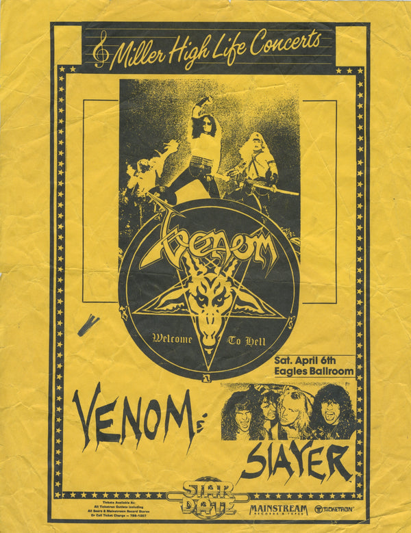 Vintage Venom & Slayer "Miller High Life Concerts" Eagles Ball Room Sh ...