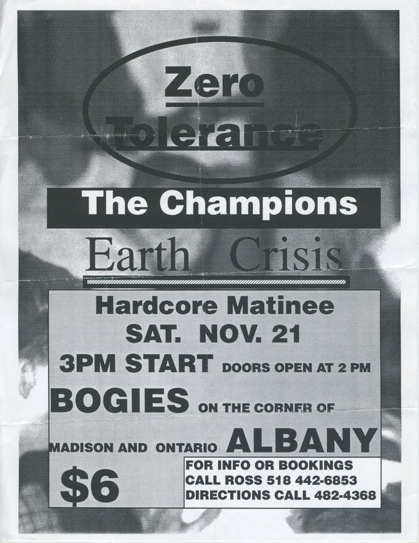 Vintage Zero Tolerance The Champions Earth Crisis "Albany" Show Flyer ...