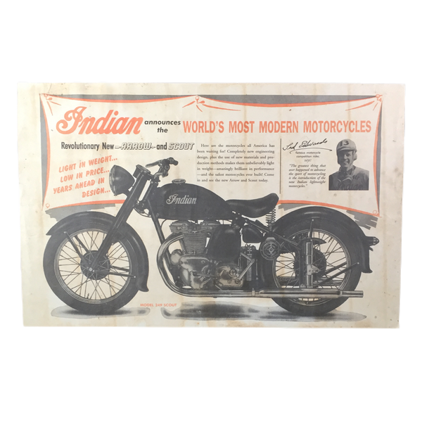 Vintage Indian Motorcycles “Model 249 Scout” Poster - jointcustodydc