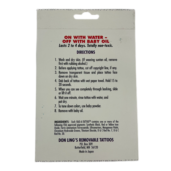 Vintage Pushead HYPERSTOIC "RAD" Temporary Tattoos - jointcustodydc