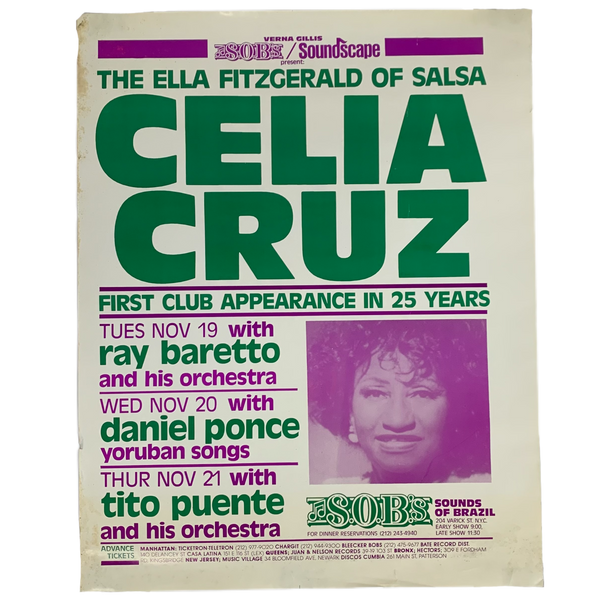 Vintage Celia Cruz "Live At S.O.B.'s" NYC Show Poster - jointcustodydc