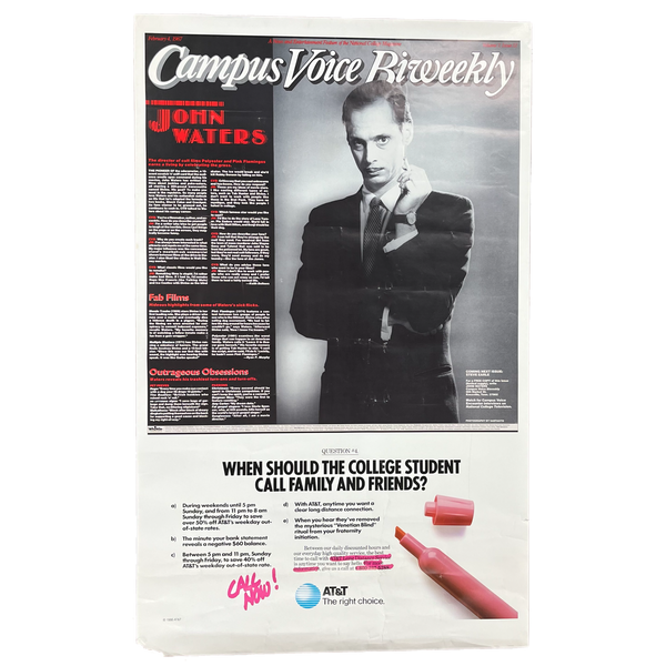 Vintage John Waters "Campus Voice Biweekly" Poster - jointcustodydc