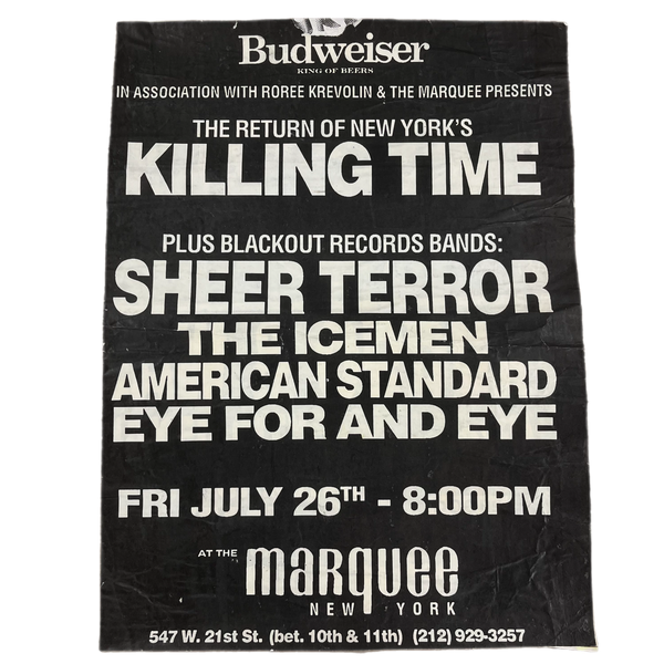 Vintage The Marquee New York "Killing Time Sheer Terror The Icemen" NY ...